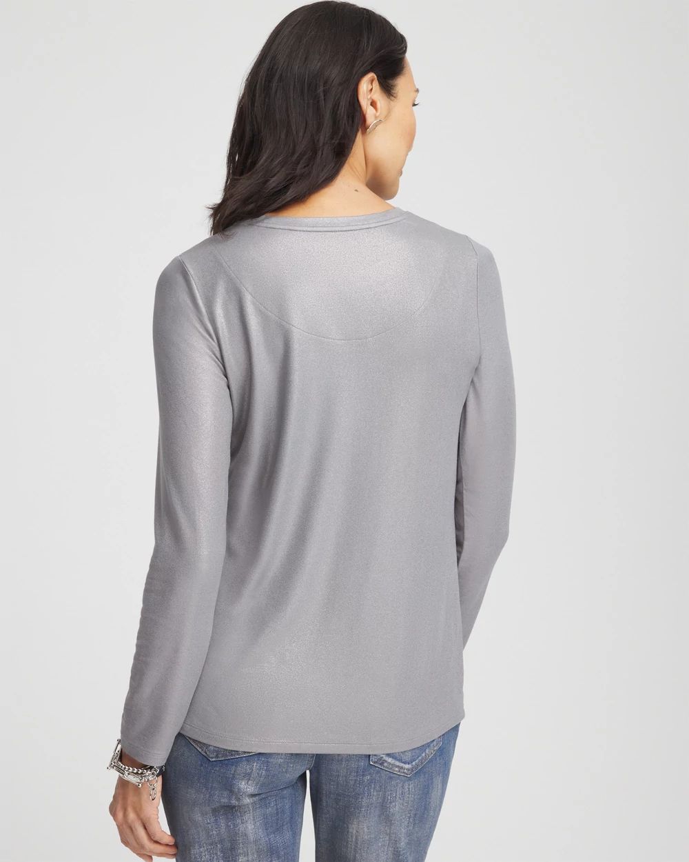 Touch of Cool™ Foil Long Sleeve Layering Tee | Chico's Touch of Cool™ Foil Long Sleeve Layering Tee | Chico's